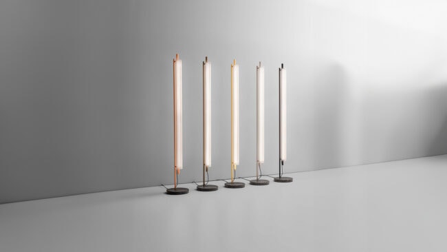 Lampada Da Terra Tubolare In Vetro E Alluminio Trisel Pt Olev